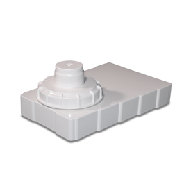 End piece w/flushing cap f/drip trough PVC RM cpl mounted